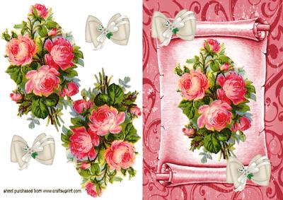 Red Roses on a Scroll - CUP102119_415 | Craftsuprint