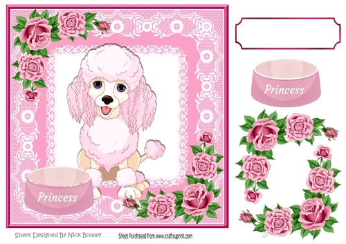 pink princess poodle with roses and lace 8x8 - CUP1023816_415 ...