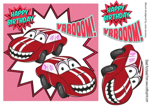 Toony smile red car 8x8 - CUP1026534_415 | Craftsuprint