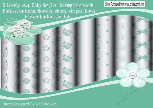 8 Baby Boys Backing paper a variety in turq - CUP1029574_415 | Craftsuprint