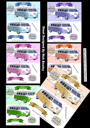 6 Lovely Coloured Camper van card fronts A5 Bumper kit - CUP1031390_415 ...
