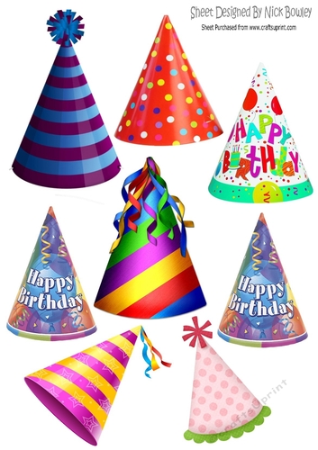Lovely colourful birthday party hats collage cut outs - CUP1036085_415 ...