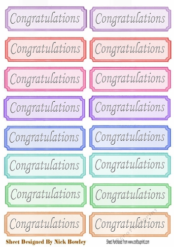 Congratulations Tags with silver script a variety of colours cut outs ...