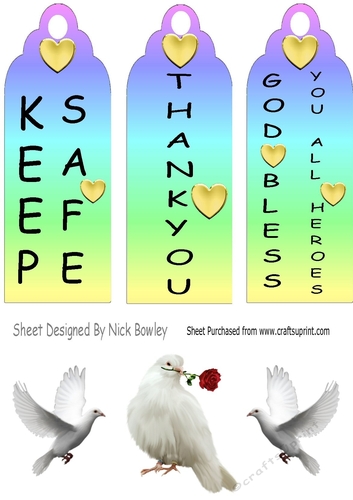 3 rainbow bookmarks with gold hearts of love and doves - CUP1037482_415 ...