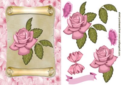 Pink Rose on a Scroll - CUP107070_415 | Craftsuprint