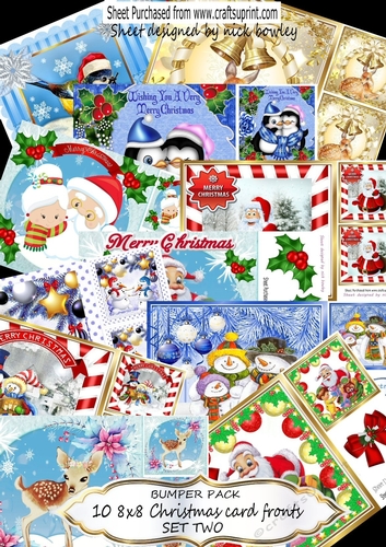 10 Lovely Christmas Cards 8x8 card fronts (SET TWO) Bumper set ...