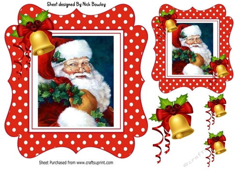 Lovely santa in red spot 5x5 frame with bells - CUP1121683_415 ...