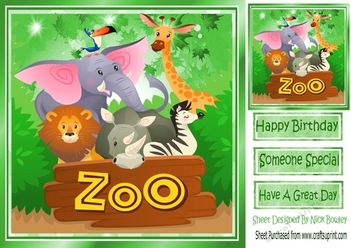 Zoo Animals card front 8x8 - CUP1147634_415 | Craftsuprint