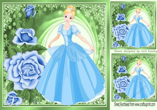 pretty princess with blue roses 8x8 - CUP1171320_415 | Craftsuprint