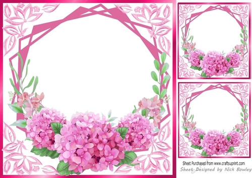 Pretty pink flowers ornate card front/insert 8x8 - CUP1172210_415 ...
