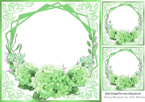 Pretty green flowers ornate card front/insert 8x8 - CUP1172218_415 ...