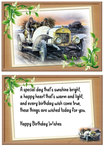 Lovely A5 Vintage Car with insert (two) - CUP1173070_415 | Craftsuprint