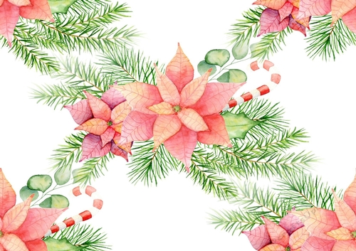 Pretty pink poinsettia backing paper with fern (BIG) - CUP1180549_415 ...