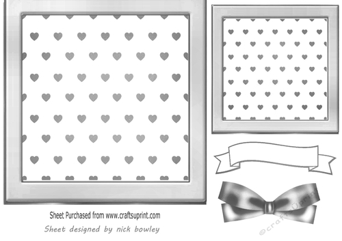 Lovely Silver Heart Toppers 7x7 with Bow - CUP1192245_415 | Craftsuprint