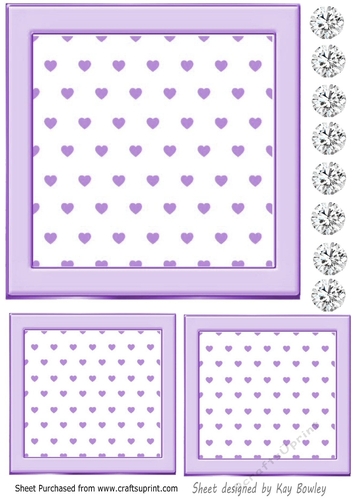 Purple Heart Toppers 7x7 With Diamonds - CUP1193724_415 | Craftsuprint