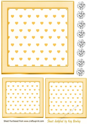 Gold Heart Toppers 7x7 With Diamonds - CUP1193728_415 | Craftsuprint