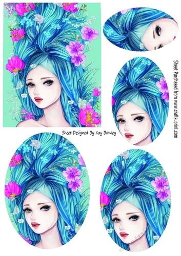 Pretty Modern Art Lady with flowers Oval Pyramids (two) - CUP1195086 ...