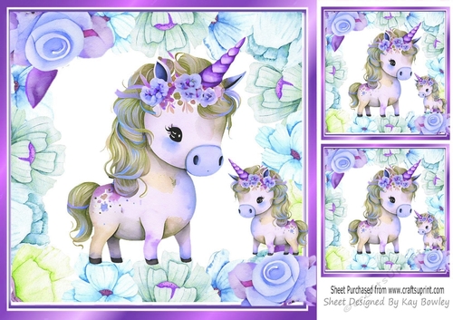 Sweet Rainbow Unicorns With Purple Floral Fame 8x8 - CUP1197034_415 ...