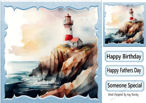 Lovely Lighthouse Scene 8x8 (three) - CUP1199732_415 | Craftsuprint