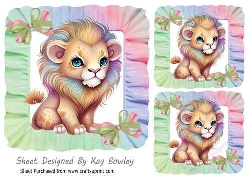 Frill Rainbow 7x7 Frames/Toppers with cute lion (three) - CUP1202500 ...