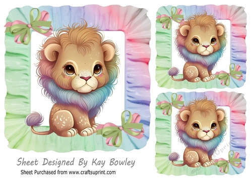 Frill Rainbow 7x7 Frames/Toppers with cute lion (four) - CUP1202501_415 ...
