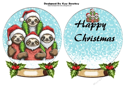 Snowglobe with christmas sloths with holly and insert - CUP1208993_415 ...