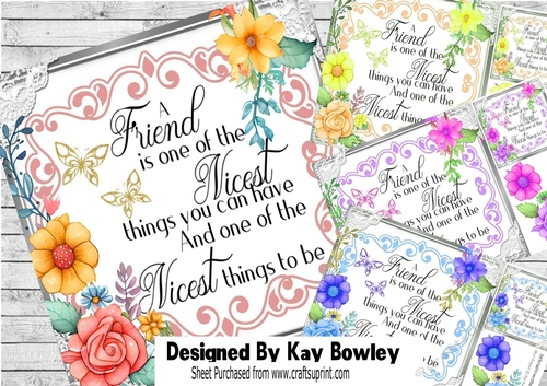 4 Lovely FRIENDSHIP verse card fronts with flowers 8x8 Mini Kit ...