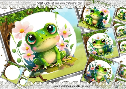 4 Cute Little Frogs in the Woodland 8x8 Cardfronts Mini Kit ...