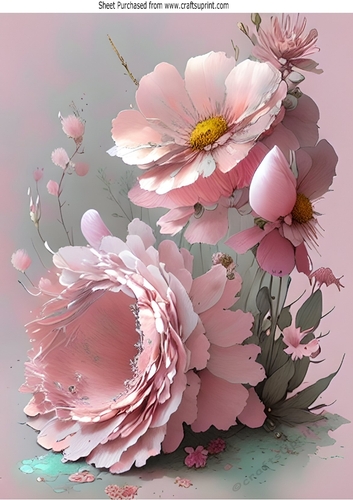 Pretty Pink Flowers A4 (One) - CUP1212092_415 | Craftsuprint