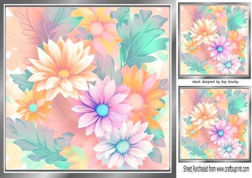 Pretty Pastel Flowers Card Fronts 8x8 (two) - CUP1212156_415 | Craftsuprint