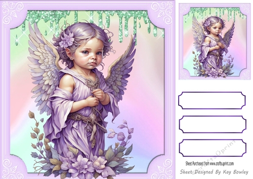 Pretty Angel in Purple Rainbow With Flowers 8X8 - CUP1213688_415 ...