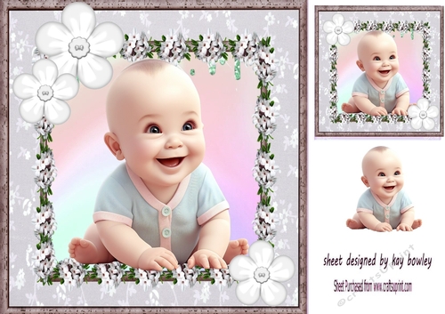 Cute Baby Boy In Floral Frame With White Buttons 8x8 (two) - CUP1214023 ...