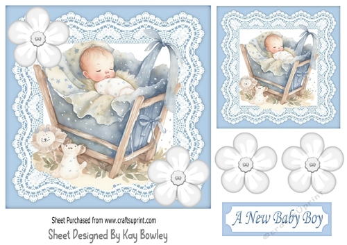 Cute Baby Boy in blue lace 7x7 Toppers With Buttons (Four) - CUP1218456 ...