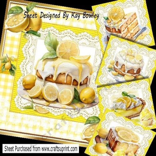 Yummy Lemon Cakes With Icing On Lace & Gingham 8x8 Mini Kit ...