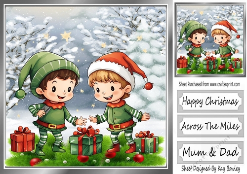 Santas Cheeky Elves In The Snow With Holly 8x8 (three) - CUP1239304_415 ...
