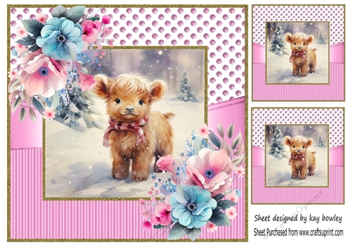 Baby Highland Cow In Christmas Pink Dotty 8x8 Frame (Two) - CUP1244185 ...