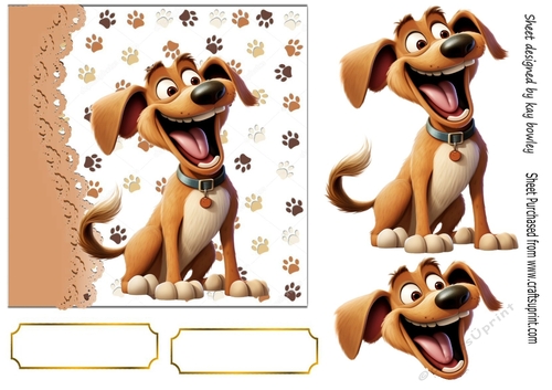 Funny Face Dog Card Front 7x7 (Four) - CUP1244797_415 | Craftsuprint