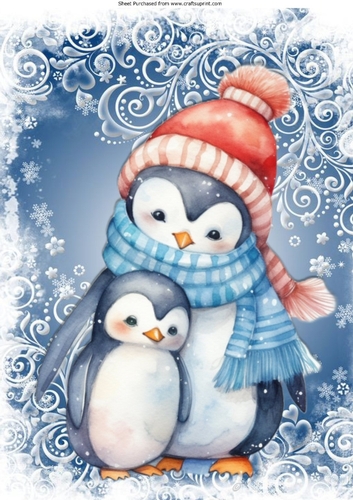 Lovely Blue & White Snowflakes With Cute Penguins A4 - CUP1246789_415 ...