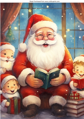 Happy Santa Sat With His Elves A4 (two) - CUP1253974_415 | Craftsuprint