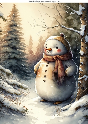 Lovely Snow Woodland With Snowman A4 (Two) - CUP1254139_415 | Craftsuprint