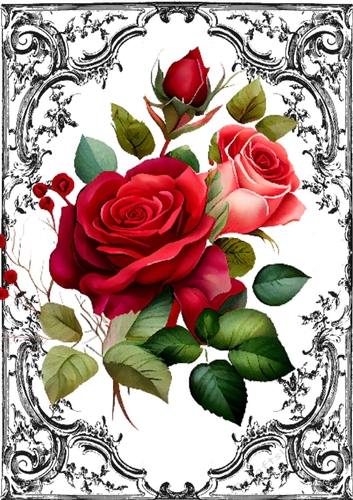 Black Ornate Scroll Gothic A4 Card With Red Roses - CUP1254283_415 ...