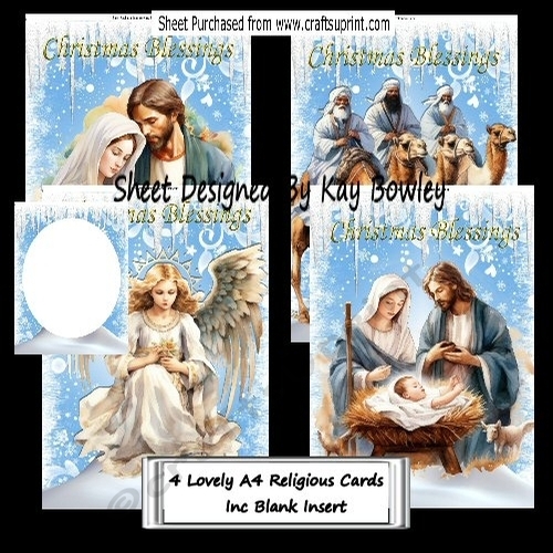 4 Lovely Ice Blue & White Snowflakes Religious A4 Mini Kit - CUP1255256 ...