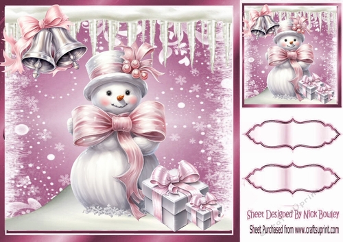 Lovely Snowman With Snow & Christmas Bells 8x8 - CUP1255934_415 ...