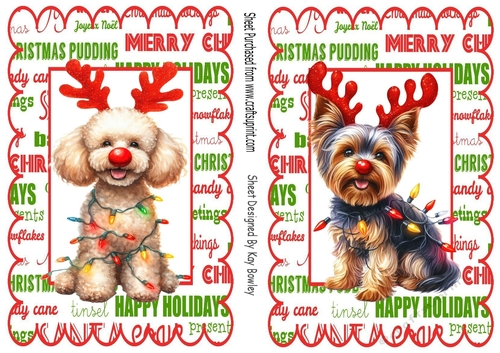 2 Lovely Christmas A5 Toppers, With Cute Dogs With Red Noses (Three ...