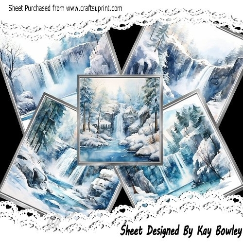 5 Lovely Winter Blue Waterfalls 8x8 Cards Mini Kit - CUP1269082_415 ...