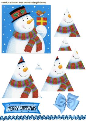 Snowman with Carrot Nose Triangle Pyramids - CUP126981_415 | Craftsuprint