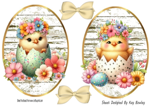 2 Lovely Easter Chick Toppers With Bows (Two) - CUP1274545_415 ...