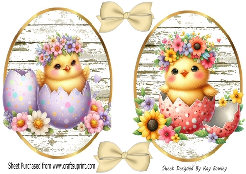 2 Lovely Easter Chick Toppers With Bows (Four) - CUP1274547_415 ...