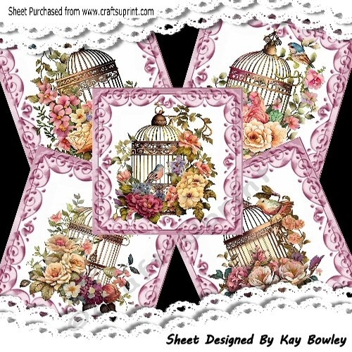 5 Pretty Floral Bird Cages In Pink Floral Frames Mini Kit - CUP1280472 ...