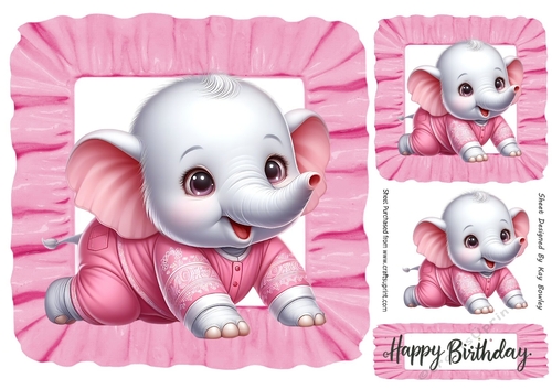 Sweet Baby Elephant In Pink Frill 8X8 Frame (One) - CUP1284013_415 ...